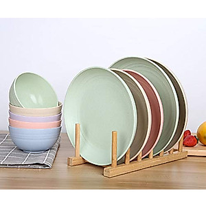 LuckyZone 8.8 Inches Unbreakable Wheat Straw Plates - Reusable Plate Set - Dishwasher & Microwave Safe - Perfect for Dinner Dishes - Healthy, BPA Free & Eco-Friendly (8.8 Inches)