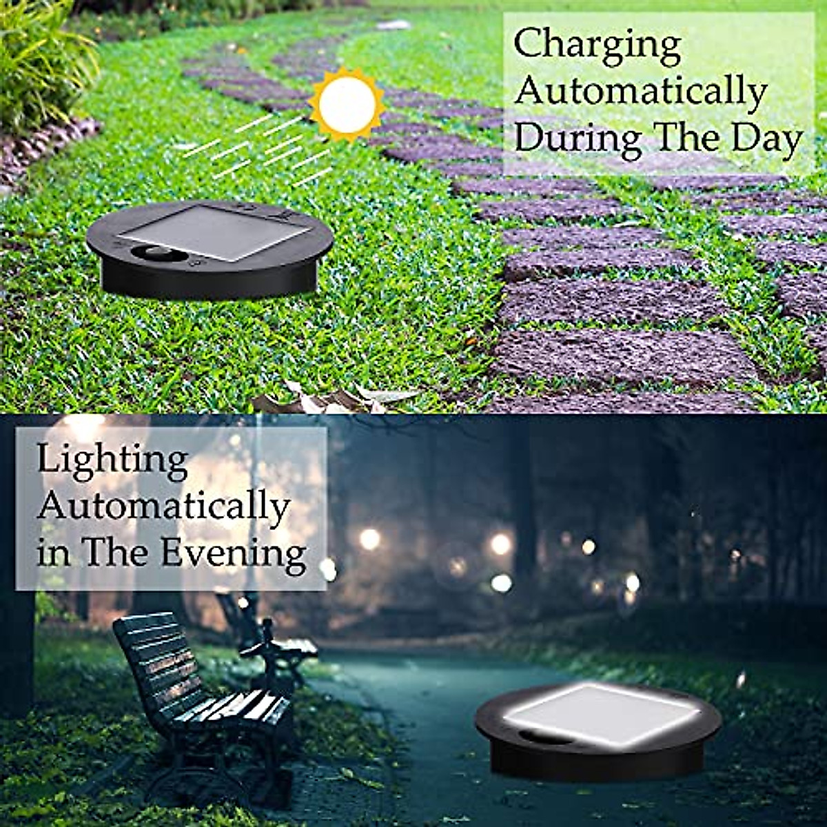 4 Pieces Replacement Solar Light Tops Outdoor Hanging Lantern Light Solar Light Parts Round Solar Lights Waterproof Decorative for Outdoor Hanging Lanterns, Warm Light (2.76 Inch in Diameter)