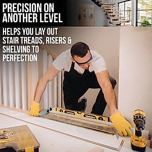 Professional Stair Tread Tool with Accurate Angle Measurement for DIY Template and Installation Layouts, Heavy-Duty Stringer, Riser, and Clamp Gages, Supports Shelving Installs