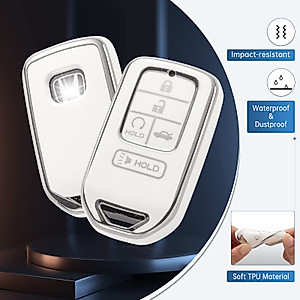 YO&YOYE for Honda Key Fob Cover with Keychain, Soft TPU Key Case Protection Fit for Accord Civic CRV Pilot Odyssey Smart Key Holder