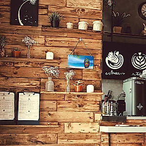 CHARMHOME Wood Hanging Sign Tiki Warrior Mask Design Surfboard on Ocean Beach Gardens Designs Farmhouse Style Wall Decor Wood Sign for Front Door Decorations 8"x4"