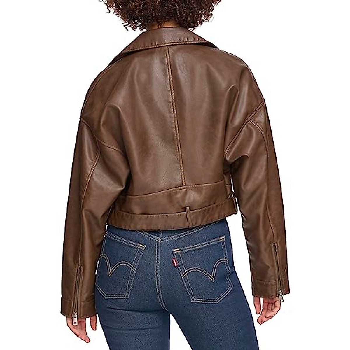 Levi's Women's Faux Leather Cropped Moto Jacket, Saddle