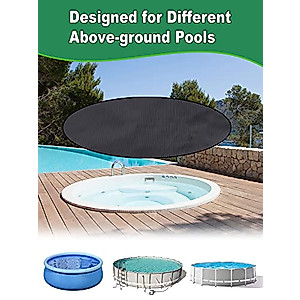 Round Pool Cover 8 FT, Pool Covers for Above Ground Pools, Durable Solar Pool Cover, Cold and UV Resistant Pool Winterizing Kit, Includes Winch and Cable for Easy Installation