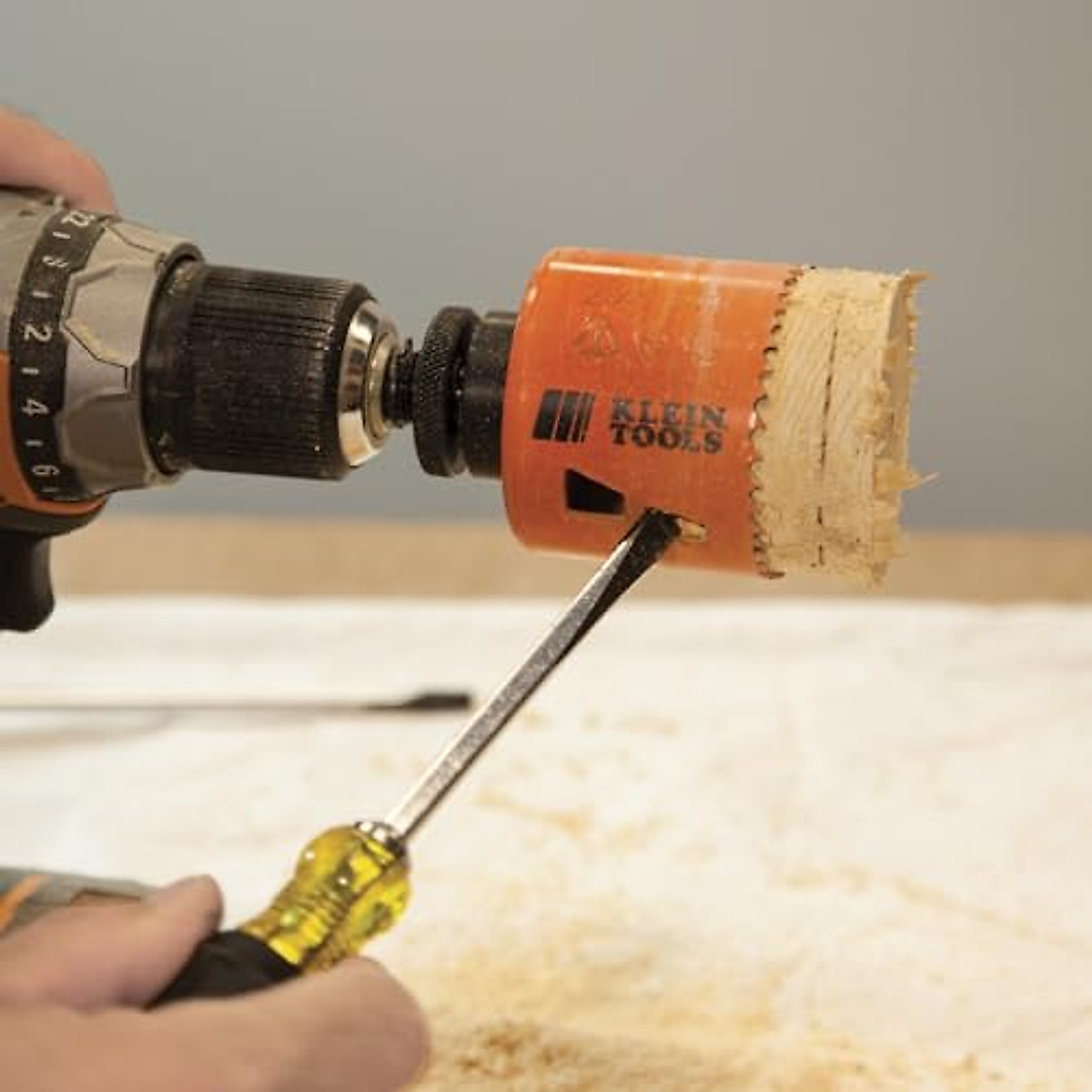 Klein Tools 31900 Bi-Metal Hole Saw, 6-3/8-Inch, For Drywall-Ceiling Tile-Steel-Wood-Plastic, Stainless Steel, Recessed Lighting