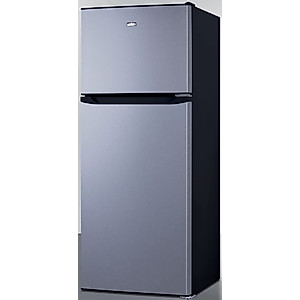 Summit Appliance FF1293SSIM 24" Wide Top Mount Frost-Free Refrigerator-Freezer with Icemaker in Stainless Steel Look, Black Cabinet, Adjustable Thermostat, Door Storage, Interior LED Lighting