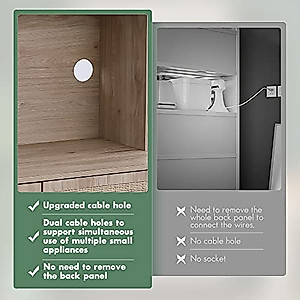 Yechen Storage Cabinet with Natural Handmade Rattan Wicker Doors, Freestanding Sideboard with Large Countertop, Kitchen Buffet (Natural Color)