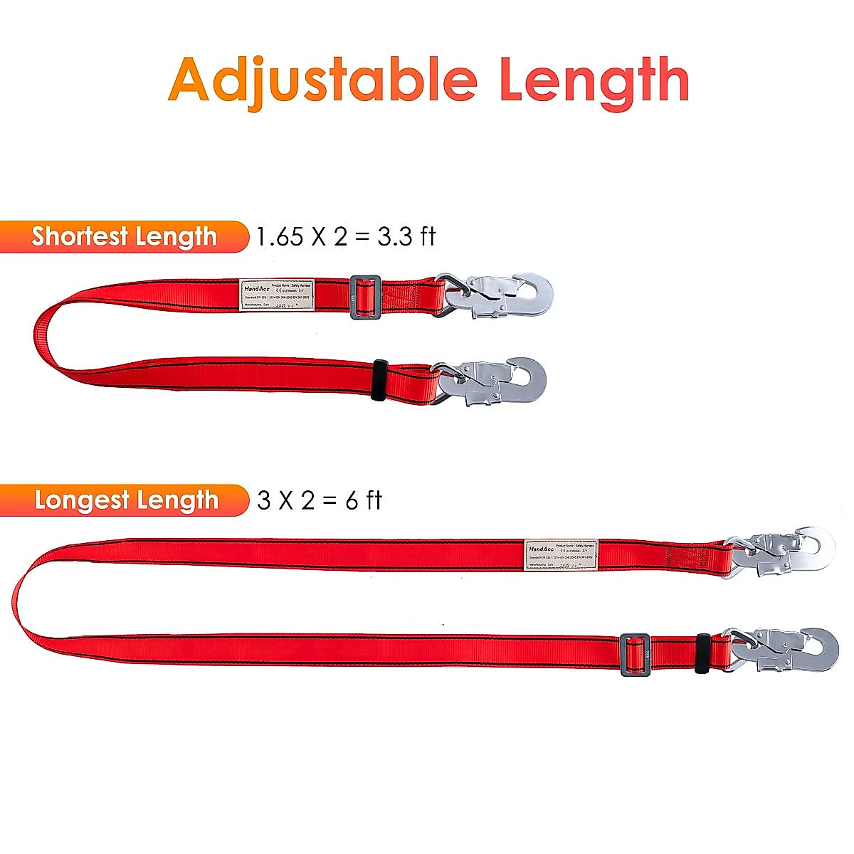 HandAcc Hunting Safety Belt with Adjustable Lanyard, Tree Climbing Belt Restraint Lanyards, Add Level of Safety for Hunting, Hanging Stand Or Step, Trimming Tree, Putting Up Deer Stand