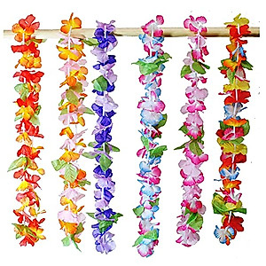 100 Piece Party Pack: Hawaiian Luan Leis Necklace for Tropical Themed Party, Decorations, Beach Party Decor, Party Costume, Pool Party, Wedding, Bachelor/Bachelorette events etc.