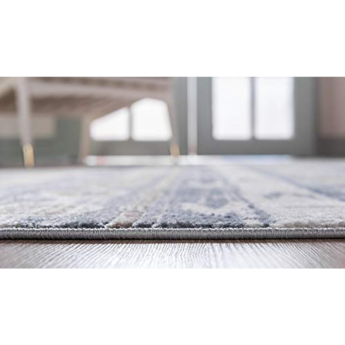 Unique Loom Portland Collection Southwestern Inspired Striped Tone Area Rug, 7 ft x 10 ft, Navy Blue/Tan