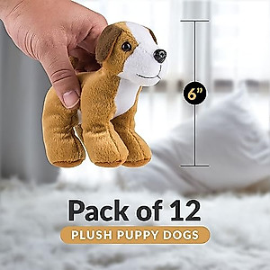 Bedwina Plush Puppy Dogs - Pack of 12 Assorted Stuffed Animals, 6 Inches Tall, Cute Stocking Stuffers