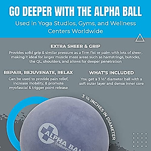 Tune Up Fitness – Alpha Ball | Larger Sized Yoga Massage Therapy Ball | Deep Tissue Myofascial Release and Pain Relief for Upper & Lower Back, Shoulders, QL, Hamstrings, Hips, Glutes, Piriformis