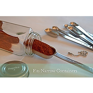 MEKBOK Heavy duty stainless steel metal measuring spoon for dry or liquid, suitable for seasoning pot, perfect for baking and cooking-professional quality, engraved in US and metric sizes (6 pieces)