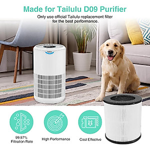 Air Purifiers for Home Large Room 1345 Ft², Tailulu H13 True HEPA Air Cleaner with Replacement Filter Purify Smoke Dust Pollen for Bedroom Living Room, Only for D09 Air Purfiier