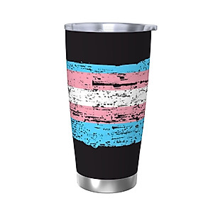 Uniwneds Transgender Pride Flag Stainless Steel Tumbler Mugs With Lid And Straw 20 Oz Insulated Travel Coffee Mugs Cap Bottle Gifts For Women Men