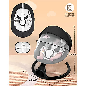 Baby Swing for Infants to Toddler Portable Babies Swing Timing Function 5 Swing Speeds Bluetooth Touch Screen Music Speaker with 10 Preset Lullabies 5-Point Carabiner