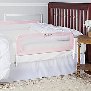 Dream On Me Adjustable Mesh Bed Rail in Pink, Two Height Levels, Breathable and Durable Fabric, Lightweight and Portable Bed Rail for Toddlers, Double Pack