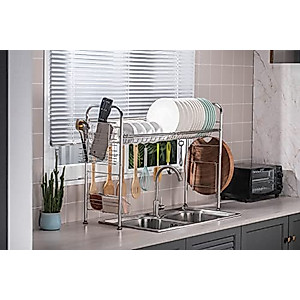Premium Racks Professional Over The Sink Dish Rack - Fully Customizable - Multipurpose - Large Capacity (Stainless Steel)