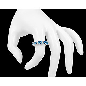 Natural London Blue Topaz Gemstone 925 Sterling Silver December Birthstone Cluster Proposal Ring Wedding Jewelry Women Ring Birthday Gift For Wife (Yellow Gold Rhodium Plated Silver, 7)