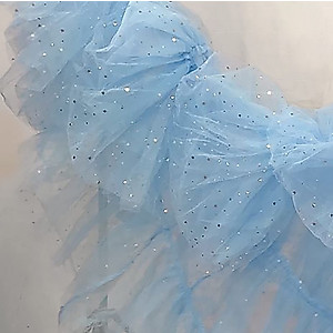 A Line Dresses for Women Wedding Guest Tulle Prom Dress V Neck A Line High Low Evening Party Gown Ruffles Maxi Dress Blue