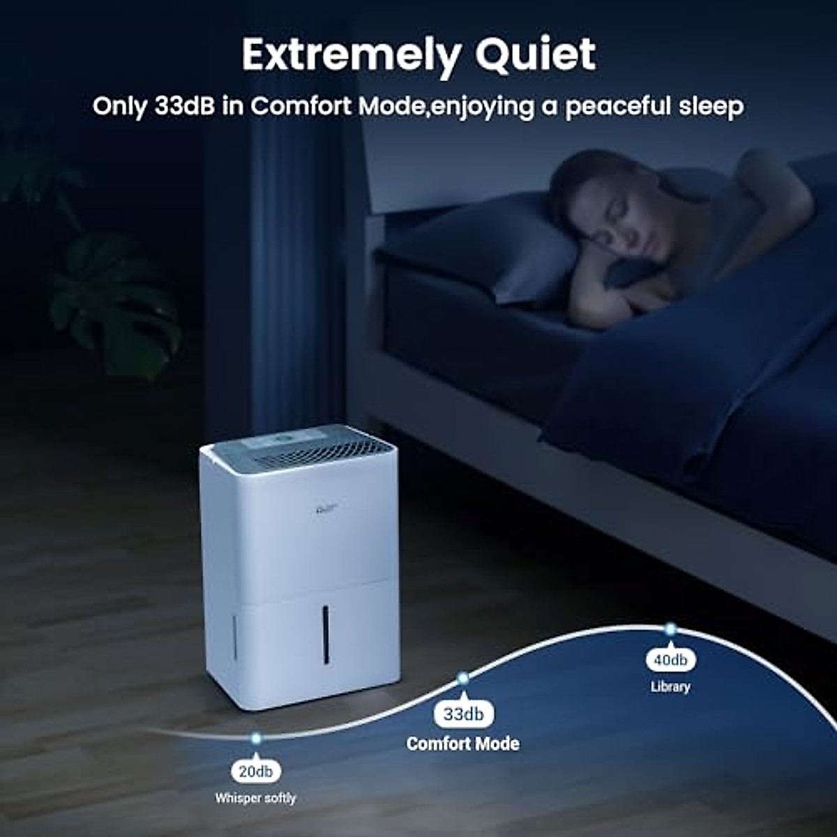 DuraComfort Dehumidifiers For Home With Hose,Up to 1000 Sq.Ft Dehumidifier for Basement Bedroom Bathroom,Suitable for various small rooms,white