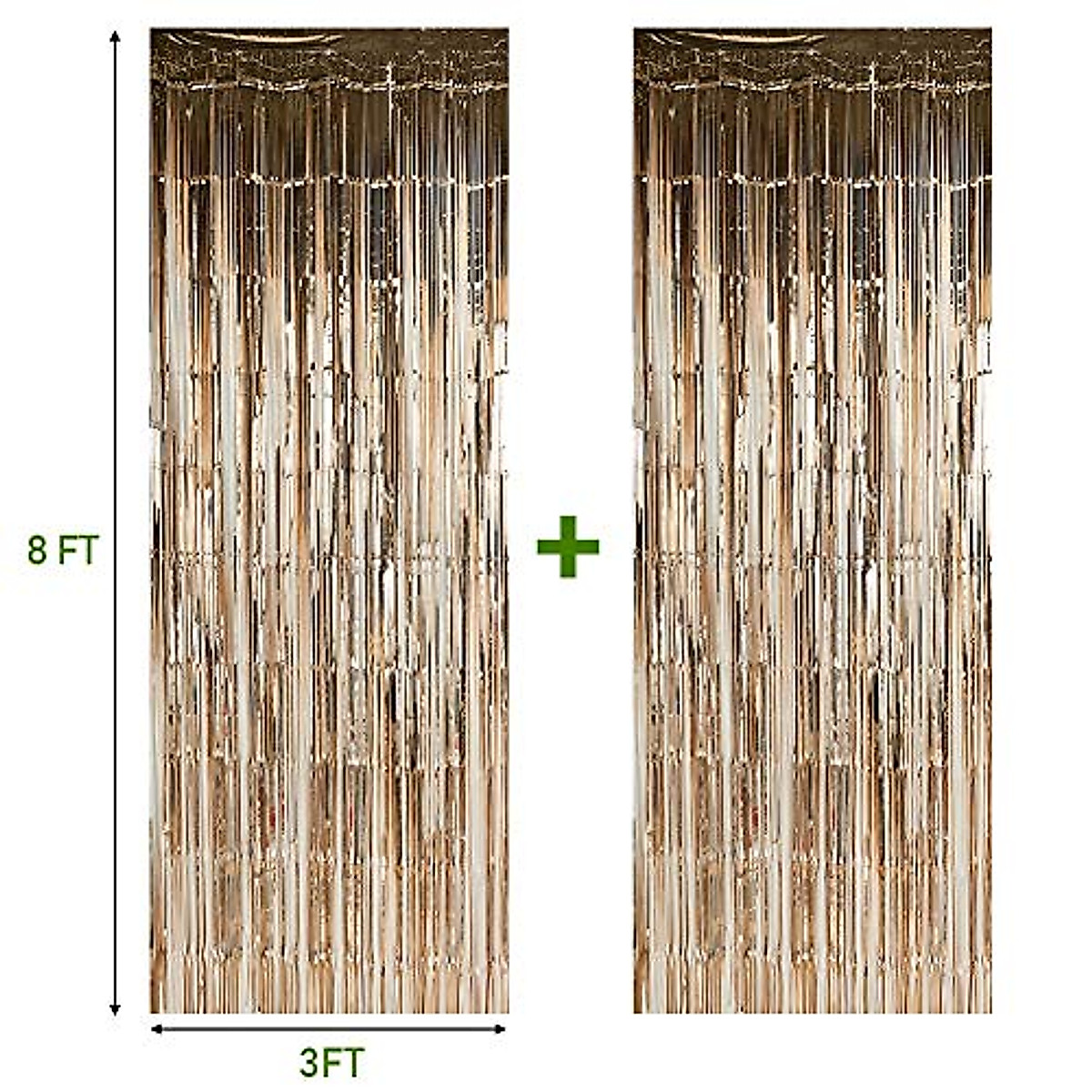 Twinkle Star 2 Pack Photo Booth Backdrop Foil Curtain Tinsel Backdrop Environmental Background for Birthday Party, Wedding, Graduation, Christmas Decorations (Champagne)