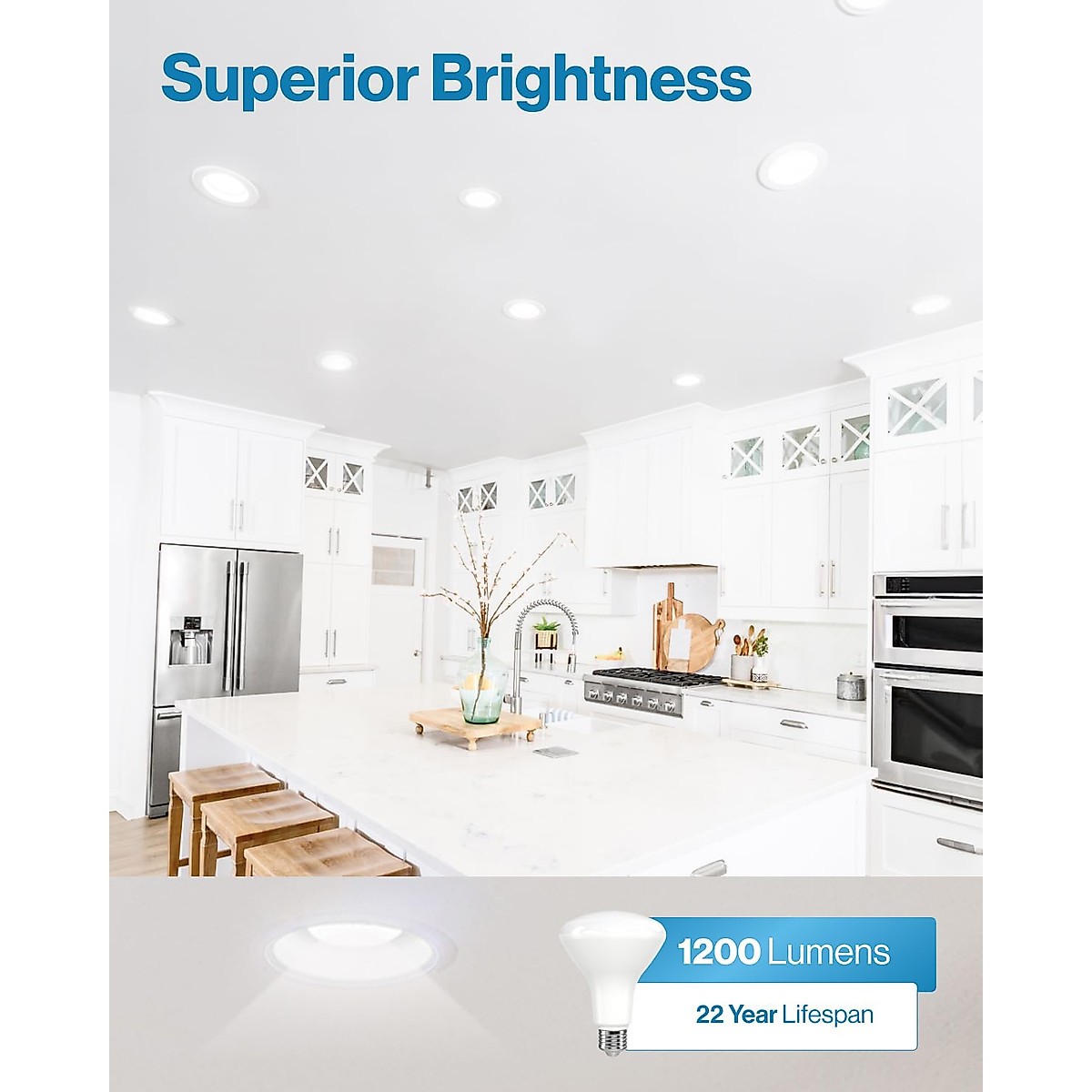 Sunco 12 Pack BR30 LED Bulbs, High Output 1200 Lumens, Indoor Flood Lights, 11W Equivalent 65W, 3000K Warm, E26 Base Interior Dimmable Recessed Can Light Bulbs