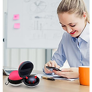 Instiwitt Controller Portable Cover Kids Wireless Earbud Case Portable Protection EVA Travel Carrying Case Travel Storage Bag with Keychain Belt Clip, red black, M