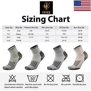 ONKE Merino Wool Low Cut Quarter Socks for Men Outdoor Trail Running Hiking Hiker All Season with Moisture Wicking Control(MixColor1 L)