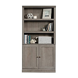 Sauder Bookcase with Doors, L: 35.28" x W: 13.23" x H: 69.76", Mystic Oak finish