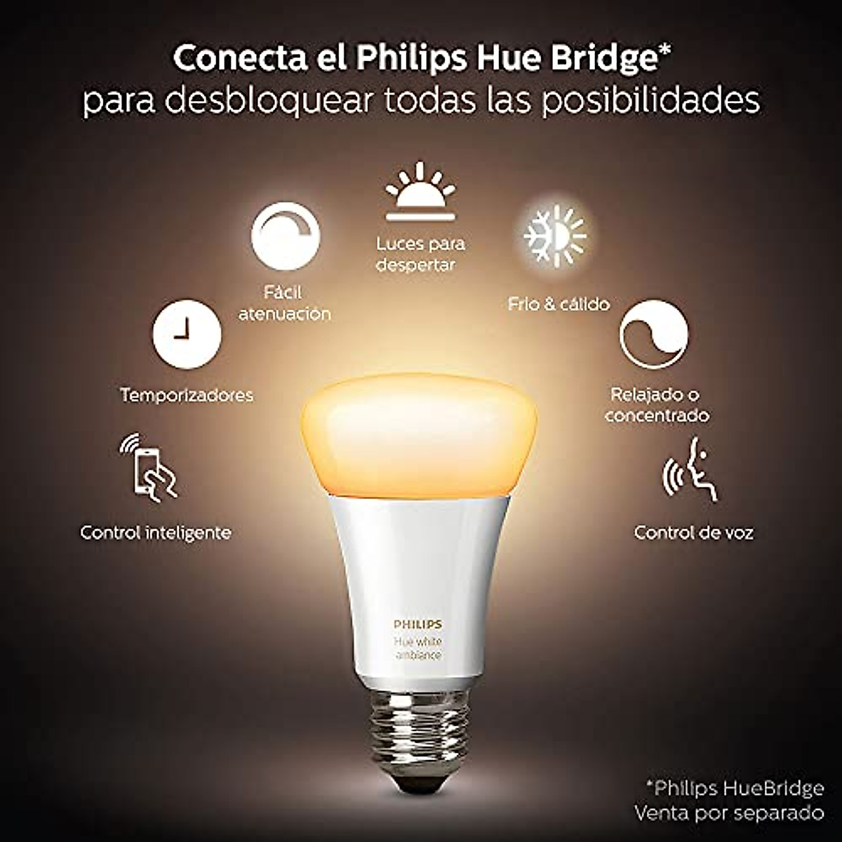Philips Hue White Ambiance Smart Bulb Starter Kit (4 A19 Bulbs and 1 Hub Works with Alexa Apple HomeKit and Google Assistant)