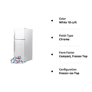 SMETA 18 Cu. Ft Refrigerator for Kitchen Full Size Top Freezer Top Mount Fridge 30" Frost Free, Apartment Garage Ready Refrigerators Double Door with LED light 66 inch tall, White