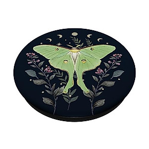 Celestial Moon Moth Butterfly Floral Pattern PopSockets Standard PopGrip
