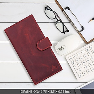 NeoMonte Handmade RFID Leather Checkbook Covers for Men and Women with 6 Credit Card & 1 ID Slot and Pen Holder