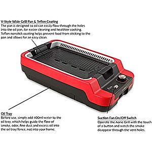 Aplusone Grill - Smokeless Electric Eco-Friendly Indoor Grill, Eliminate Smoke and Odor (Red)