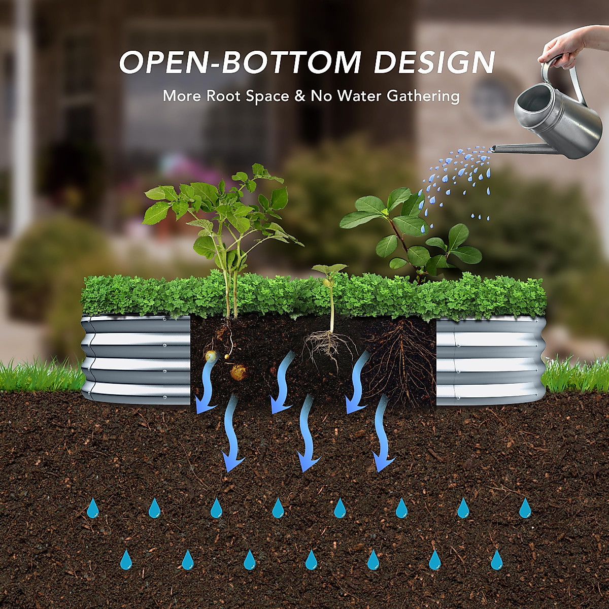 EZIOSS Raised Garden Bed -5×3×1ft Galvanized Planter Box for Outdoor Gardening and Planting, Ideal for Vegetables and Plants