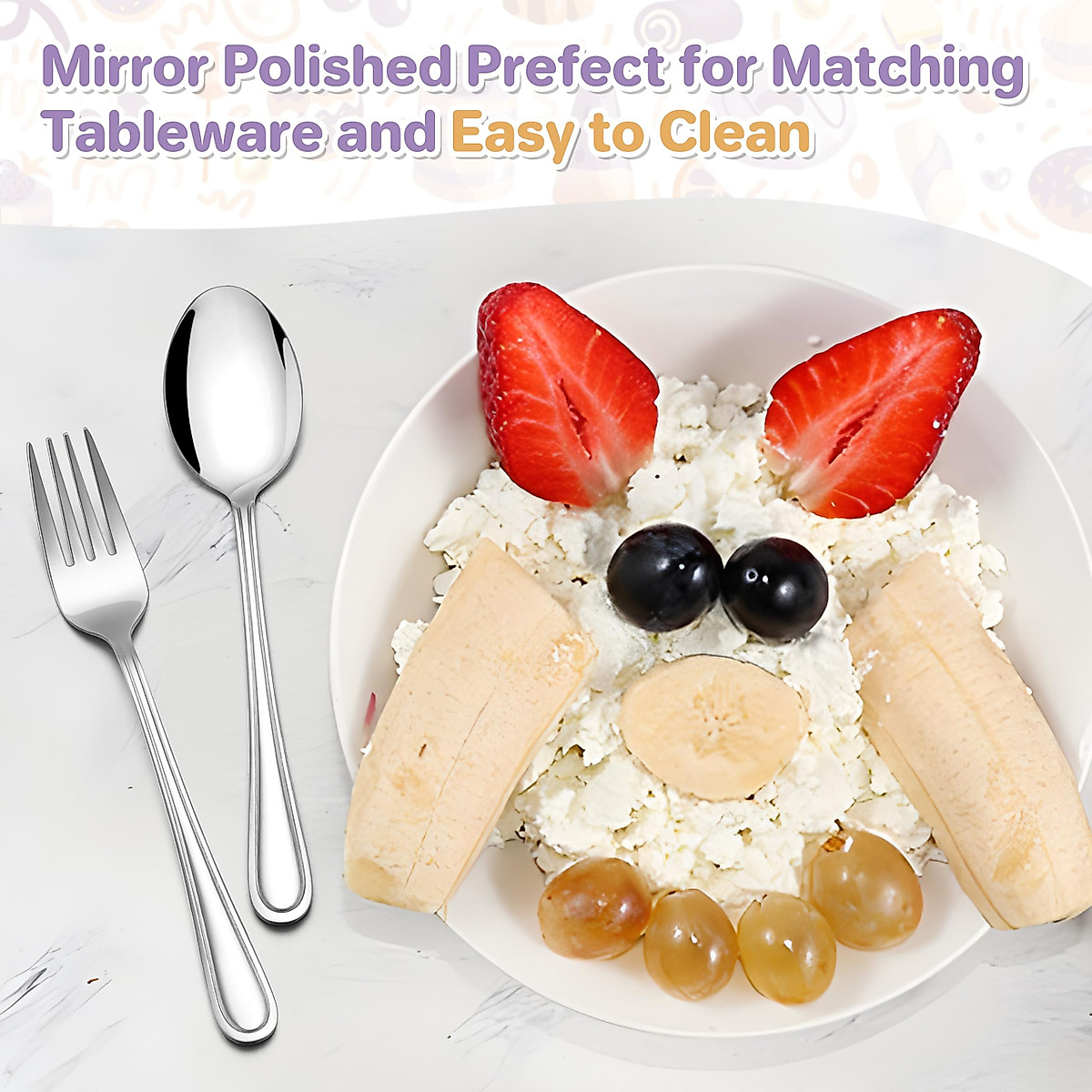 HaWare Toddler Utensils, 10-Piece Stainless Steel Toddler Silverware Sets Includes Spoons and Forks, Food-grade Children and Kids Eating Utensils for Self Feeding, Safety & Non-Toxic, Dishwasher Safe