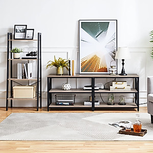 Yaheetech TV Stand with Power Outlet for 70 Inch TV, 3 Tiers TV Storage Cabinet, Entertainment Center with Charging Station for Living Room, Gray