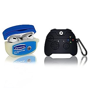 2Pack Game Controller & Vaselin Cover for Airpods Pro Case, Cute Fashion Character Skin Protective Cover Accessories with Keychain Soft Silicone Shockproof/Anti-Fall/Waterproof Case for Kids Girls