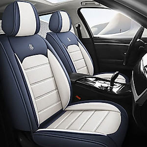 Car Seat Covers Fit for Jeep Grand Cherokee 2011-2022,2 Seat Car Seat Cover,No-Slip Waterproof Breathable Faux Leather Automotive Seat Covers Auto Interior Covers,2PCS Front,Cream Blue