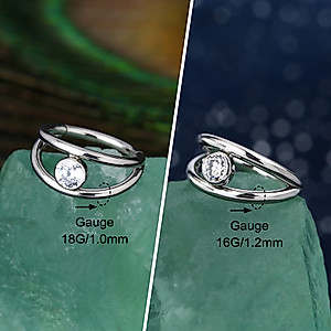 COCHARM 8mm 18G Daith Cartilage Double Hoop Earring Silver Daith Hoop Seamless Helix Piercing Jewerly