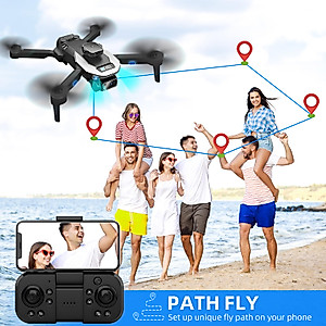 Drones with Camera for Adults and Kids,8K HD FPV Camera Drones with Carrying Case,Foldable Drones Remote Control Toys with 2 Batteries,One Key Start,Headless Mode,Speed Adjustment,3D Flips,Gifts for Boys Girls