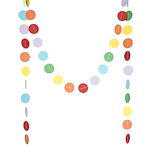 Chloe Elizabeth Circle Dots Paper Party Garland Streamer Backdrop (4-Pack, 10 Feet Per Garland, 40 Feet Total) - Circus Rainbow