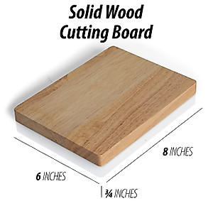 Slitzer Germany Cutting Board And Knife Set - German Stainless Steel 3.5 Inch Paring Knife, 4.5 Inch Utility Knife, Vegetable Peeler, 8x6 Inch Wooden Chopping Board