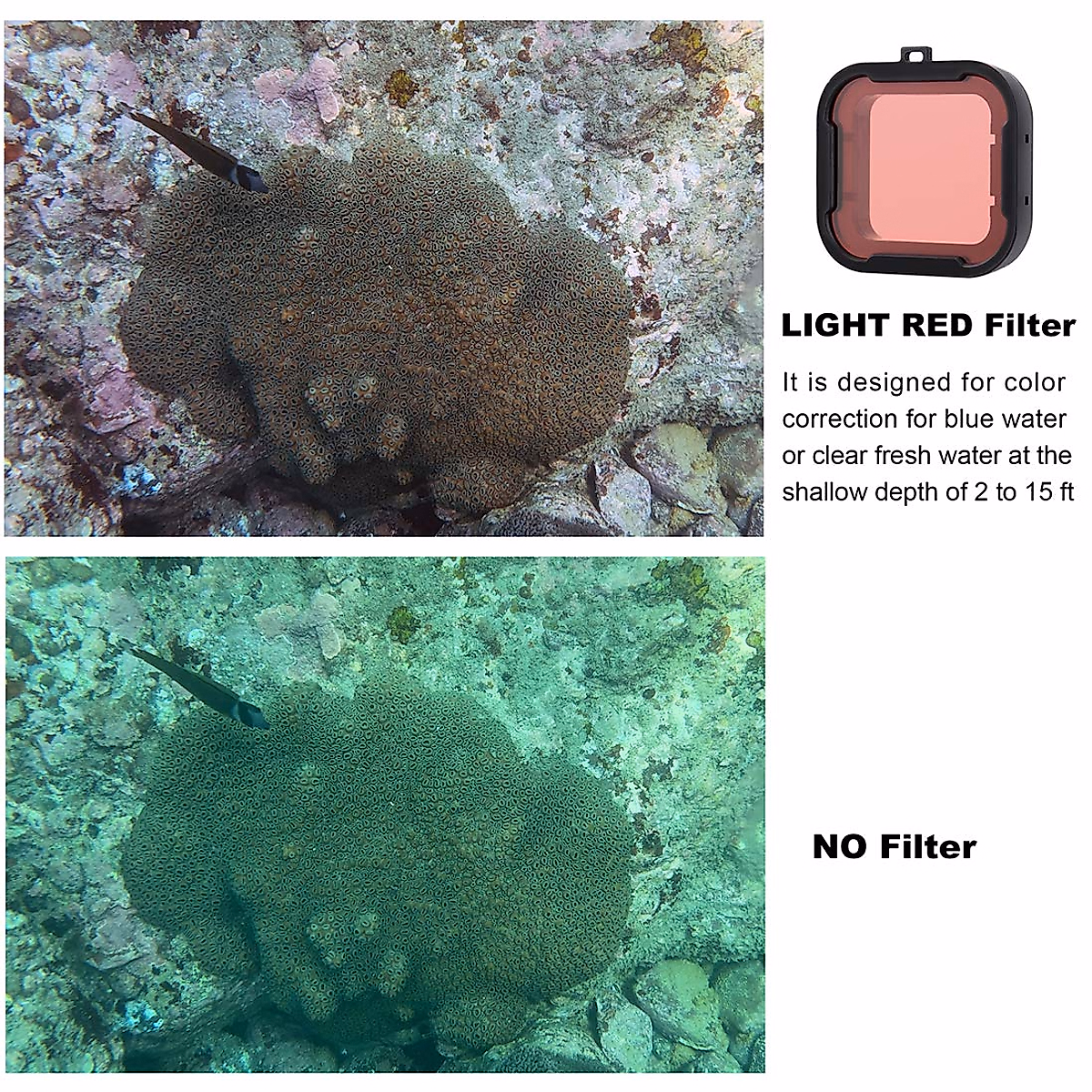 GEPULY Standard Waterproof Housing Case with Dive Filters for GoPro Hero 4, Hero 3+, Hero3 Action Cameras - 131 ft (40M) Underwater Photography - with Red, Light Red, Magenta Filters