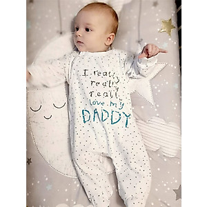 KuKitty Baby Boys Girls Romper I Really Love My Daddy and Mummy Print Jumpsuit (Daddy, 0-3 Months)