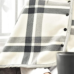 QQXX Wearable Blanket Poncho with Buttons, Soft Flannel Wrap Shawl, Multifunction Plaid Pattern Throw Blanket Lazy Blanket for Women (130x80cm(51x31inch), A)