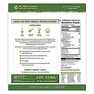 MariGold Grass-fed Whey Isolate Protein Powder - Creamy Vanilla Flavor - 1 Lb Bag | 100% Pure, Cold-Processed, Micro-Filtered, Undenatured, Non-GMO, rBGH Free, Soy Free, Gluten Free, Lactose Free