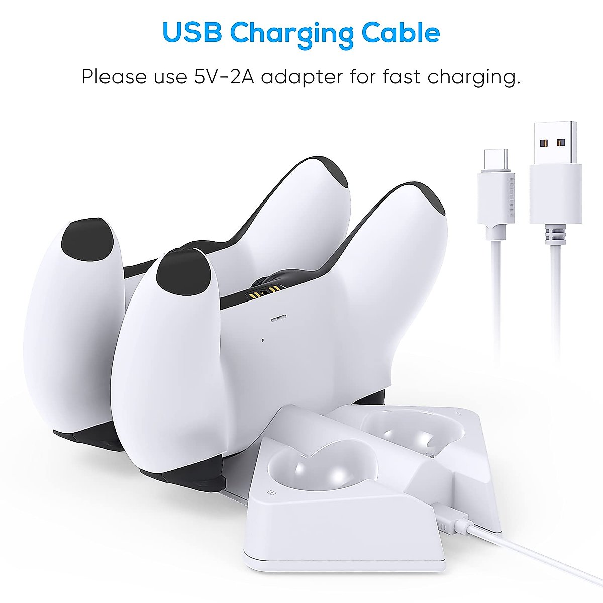 Charger Station for PS Move Motion and for PS5 Controller, 4 in 1 Charger Dock Stand USB Fast Charging Station with LED Indicator for PS Move Controller and for DualSense Controller