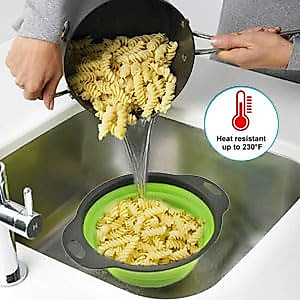 3-Packs Strainers for Kitchen Colander with Handles 3 Size Collapsible Colander for Washing Draining Veggies Fruit Pasta