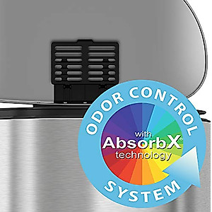 iTouchless Semi-Round SoftStep 13.2 Gallon Step Trash Can with Odor Filter, 50 Liter Fingerprint Proof Stainless Steel Pedal Garbage Bin, Space-Saving Design for Kitchen, Office, Home